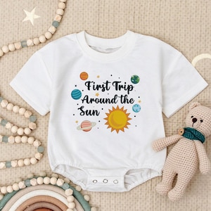 First Trip Around the Sun Romper Sweatshirt, Space Theme Birthday ...