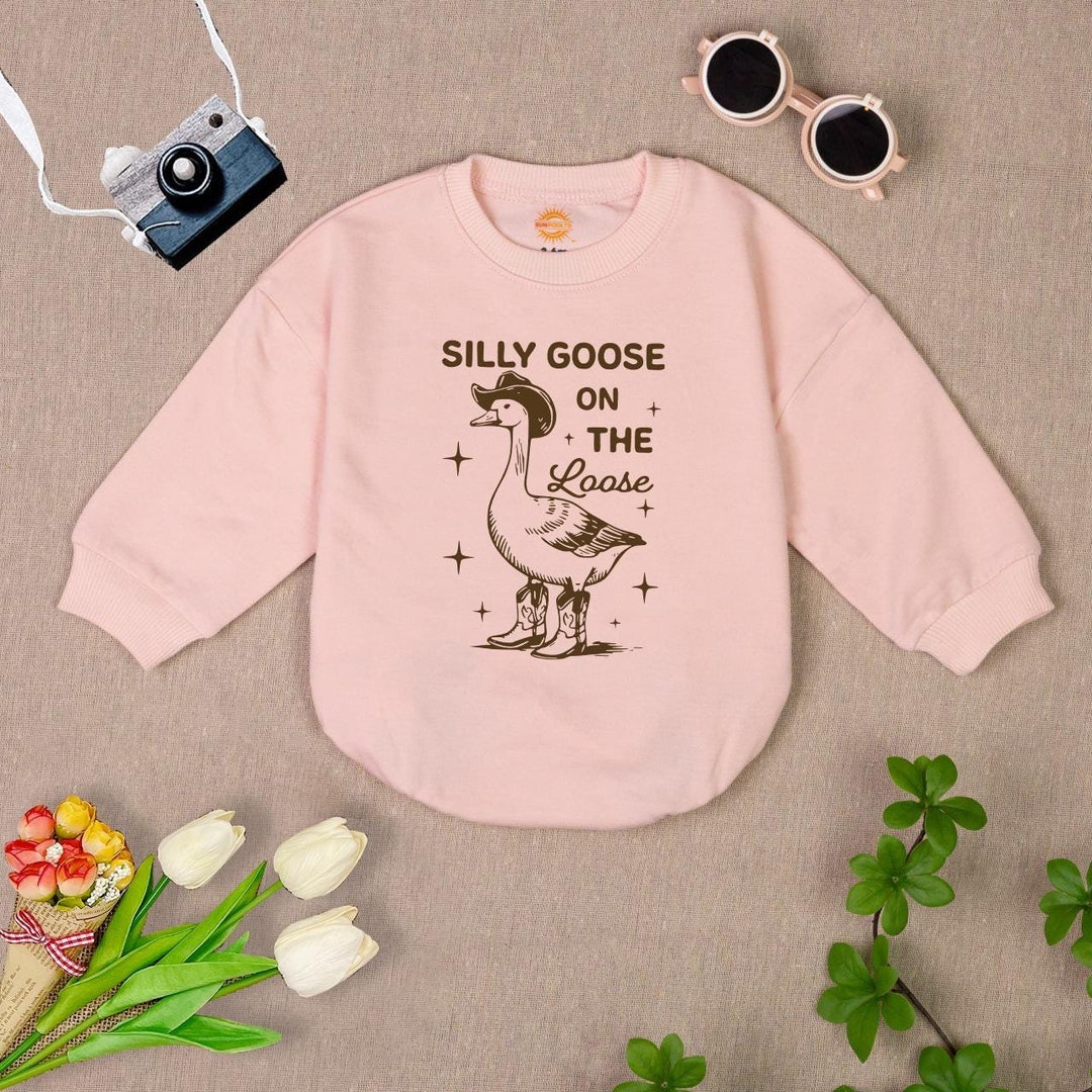 Silly Goose on the Loose Romper Sweatshirt, Funny Baby Outfit, Cute ...