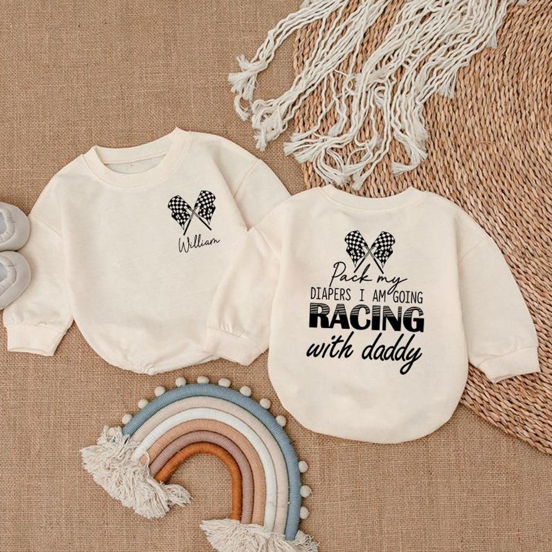 Personalized Racing Romper Sweatshirt, Custom Baby Race Car Newborn ...