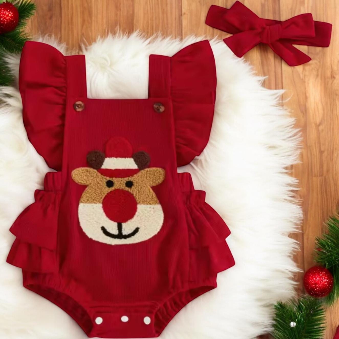 Personalised Christmas Romper, Girls Rompers, Christmas Photoshoot ...