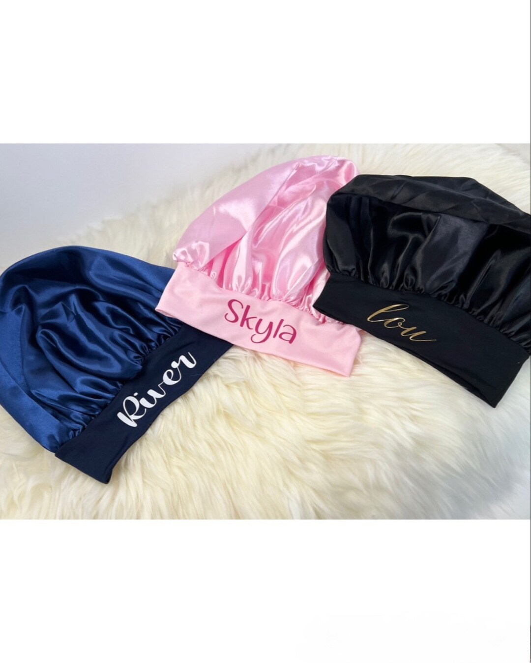 Personalised Satin Silk Hair Wrap, Hair Bonnets, Children's Bonnets ...