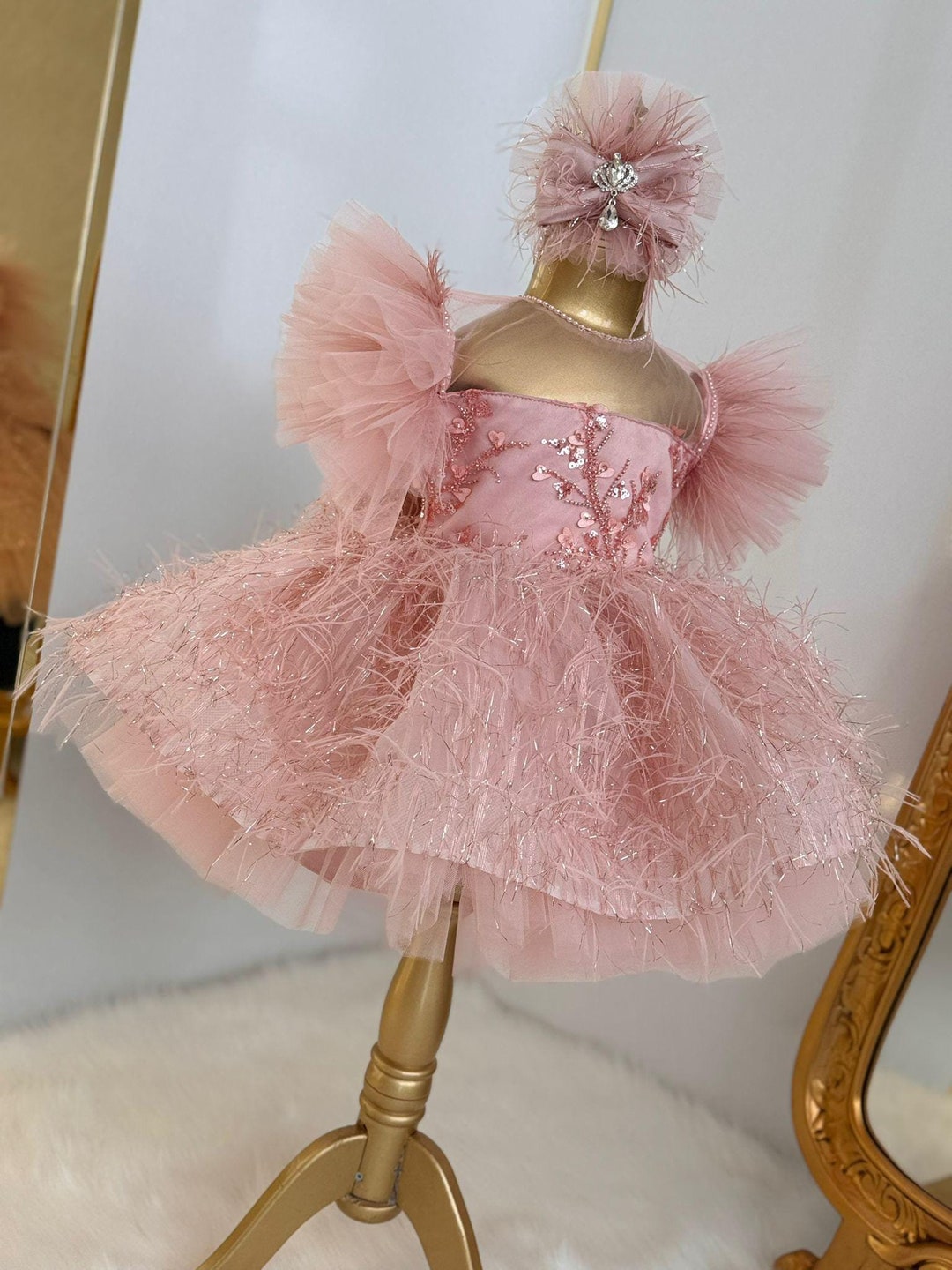 Pink Princess Toddler Dress for Girl, Pink Baby Pageant Dress, Baby ...