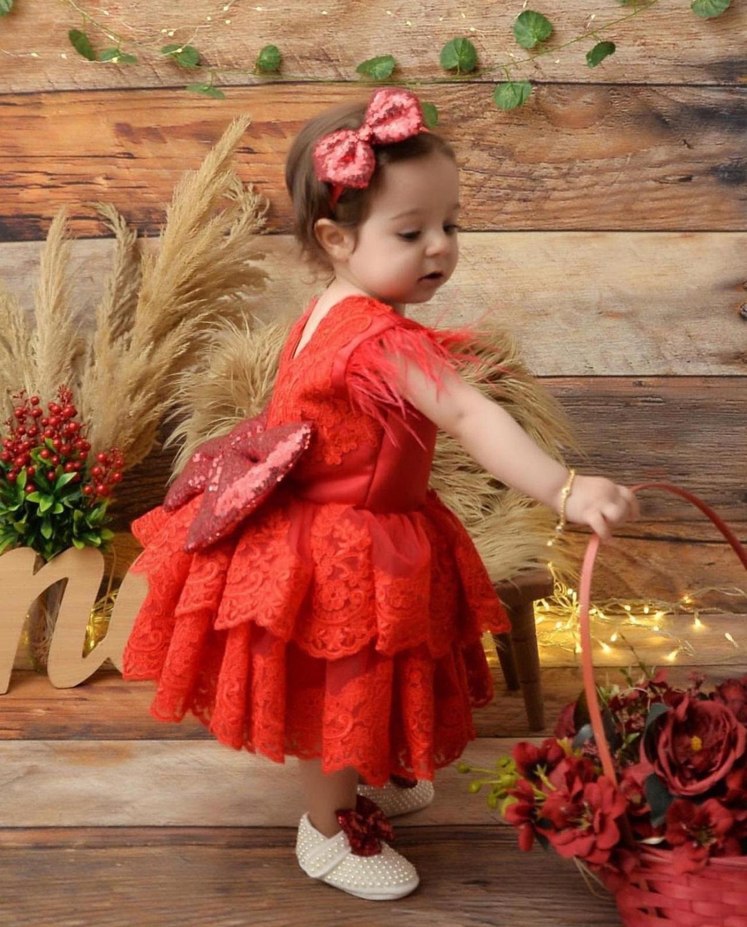 Fancy Red Dress, Red Baby Girl Dress With Ribbon, Baby Girl Tutu Dress ...