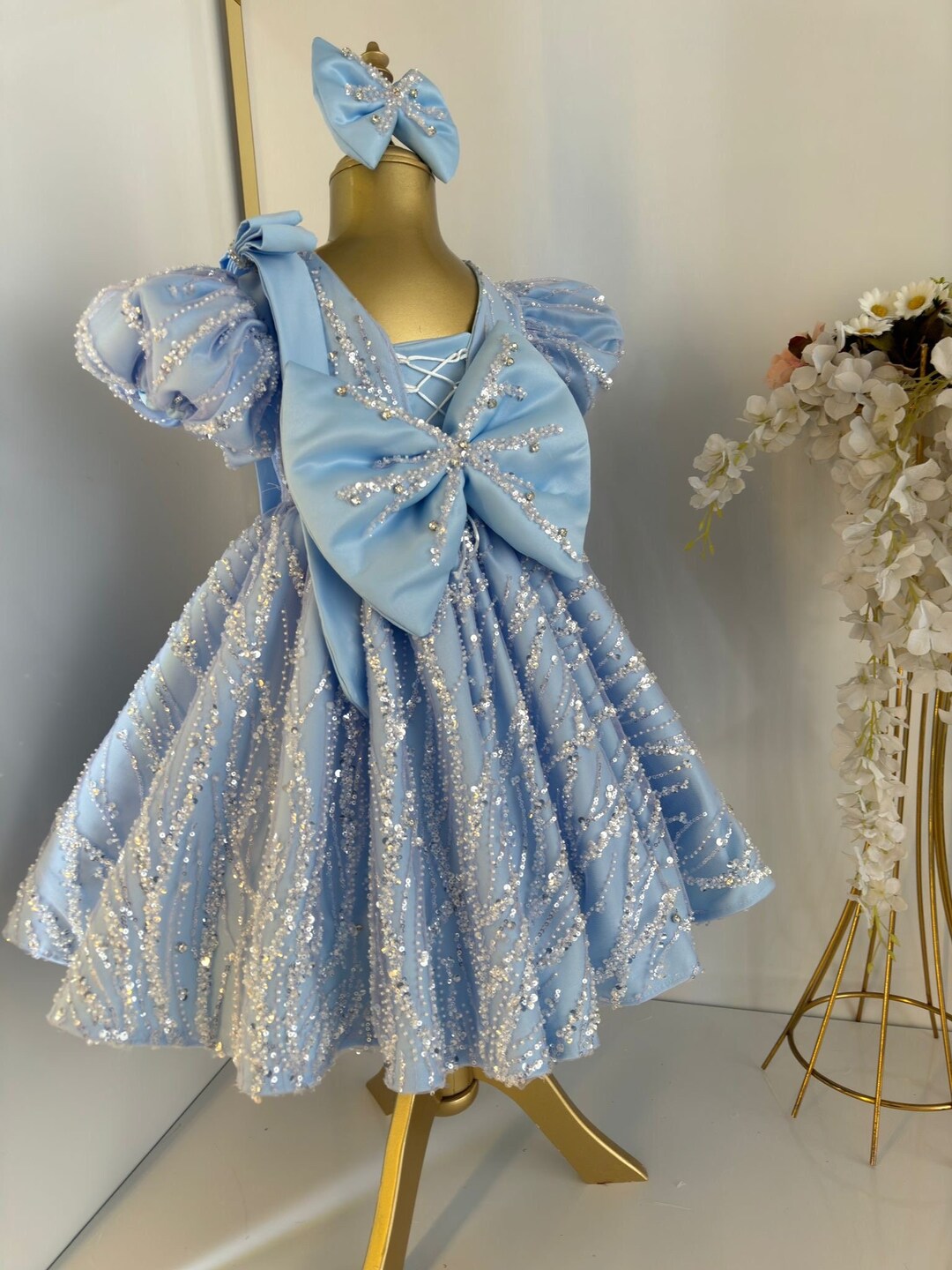 Blue Toddler Prom Dress, Baby Girl Dress for Special Occasion, Blue ...