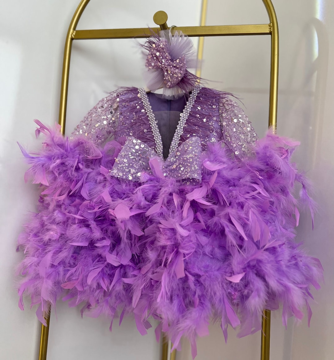 Pink Baby Girls Tutu Dress, Feather Baby Dress, Pagenat Baby Girl Dress ...