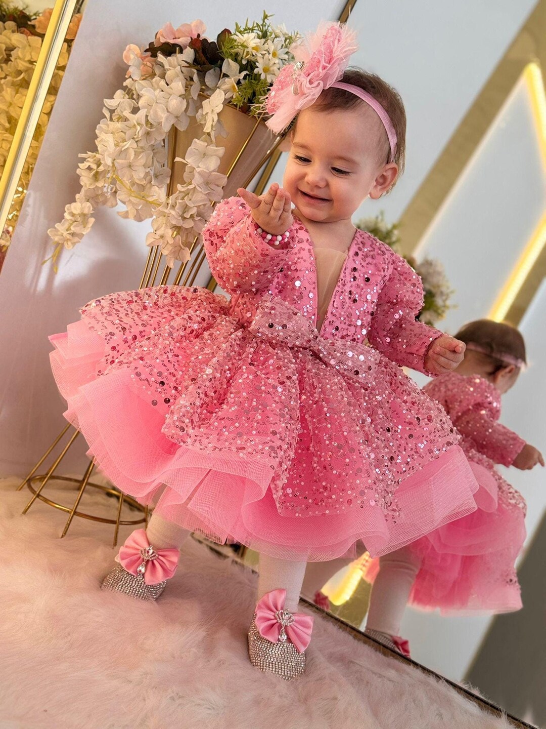 Pink Princess Baby Dress for Special Occasions, Baby Girl Puffy Dress ...