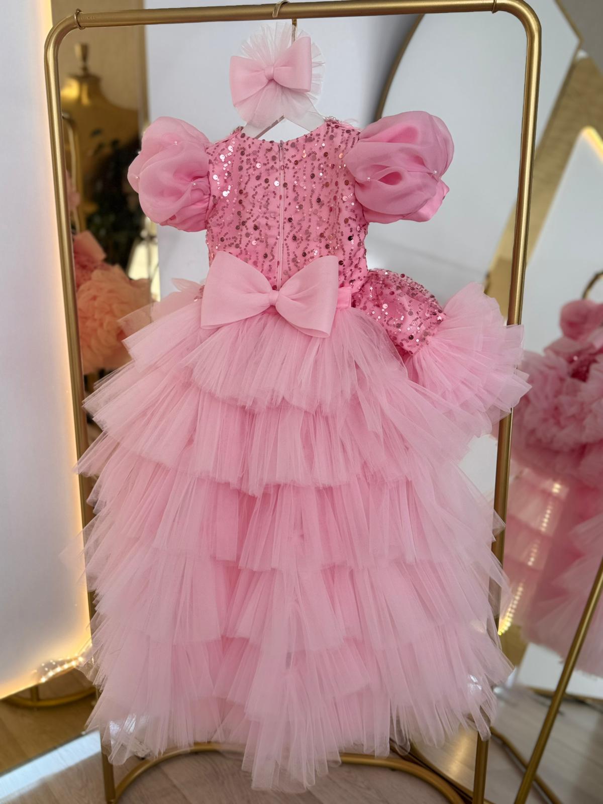 Pink Princess Dress With Train,pink Toddler Pageant Dress,tulle ...