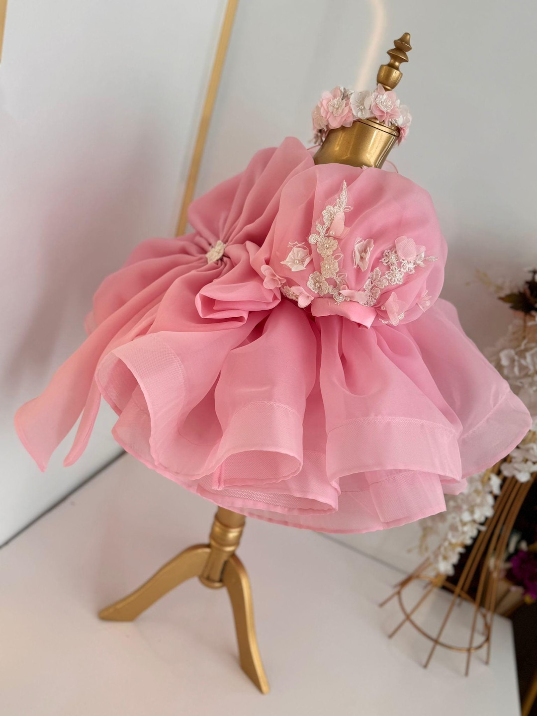 Pink Princess Baby Dress for Special Occasions, Baby Flower Dress, Pink ...