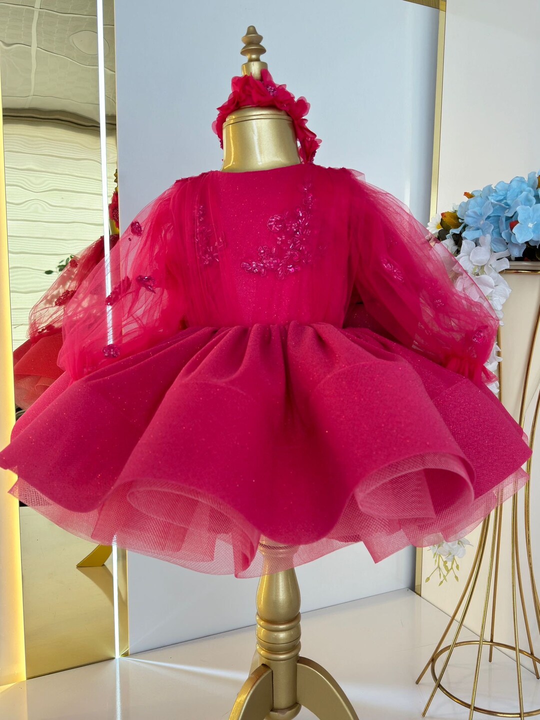Pink Puffy Baby Girl Dress, Flower Girl Dress, Tulle Birthday Party ...