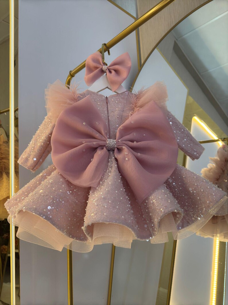 Pink Princess Baby Dress, Pink Toddler Sequined Dress, Pink Puffy Dress ...