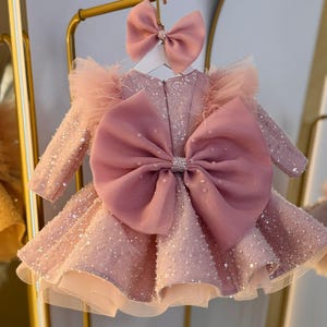 Pink Princess Baby Dress, Pink Toddler Sequined Dress, Pink Puffy Dress ...