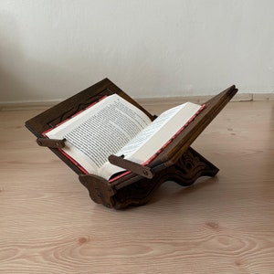 Wooden Large Book Display Stand, Book Stand Adjustable, Desktop Stand ...