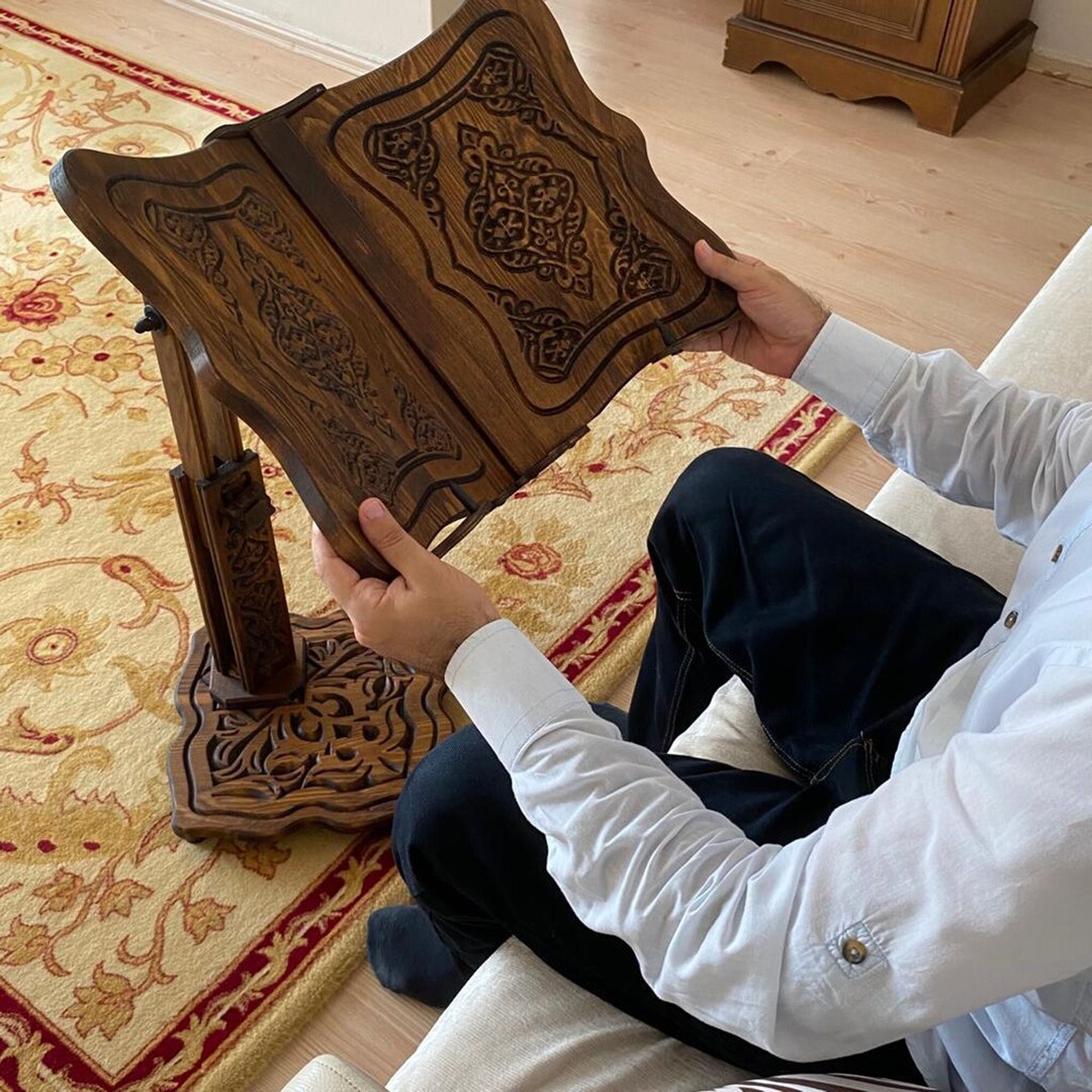Adjustable Wooden Book Stand Quran, Bible, Torah Holder Lectern ...
