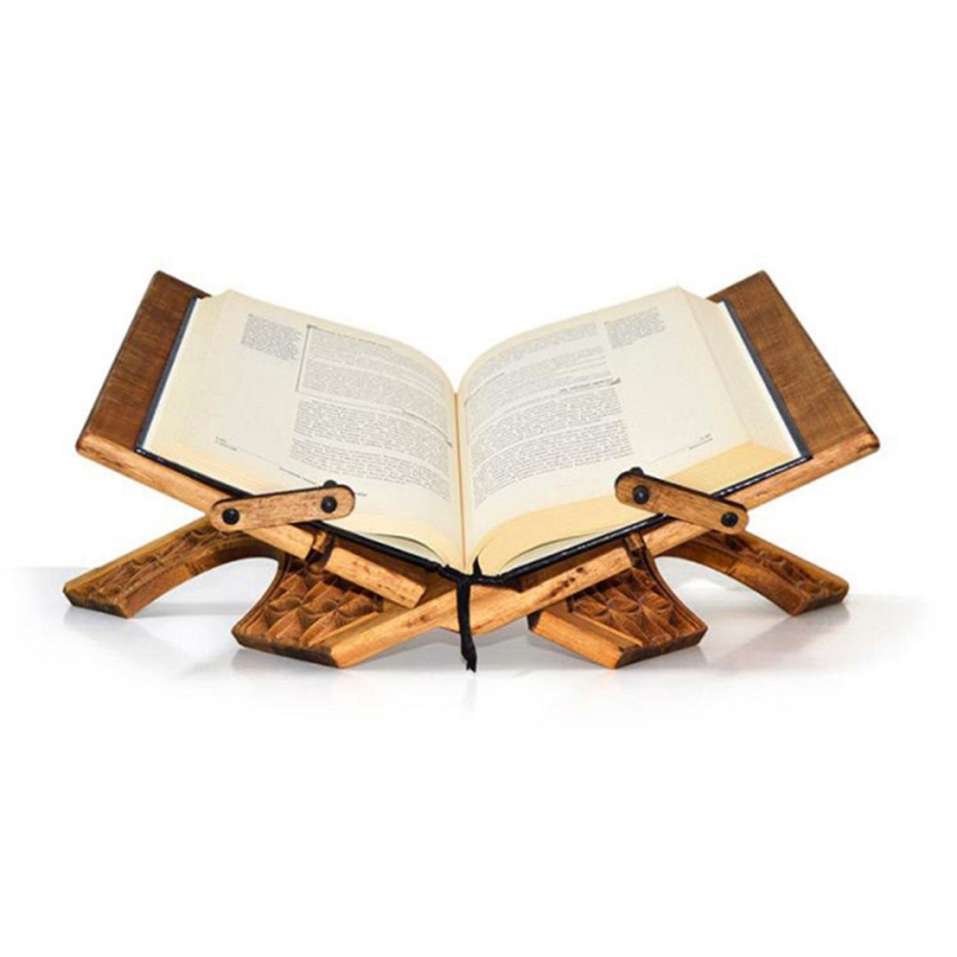 Wooden Prayer Book Stand for Tabletop, Book Holder Tray and Page Paper ...