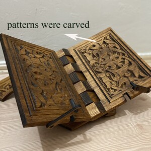 Decorative Book Stand, Carved Cookbook Stand, Handmade Bible Holder ...