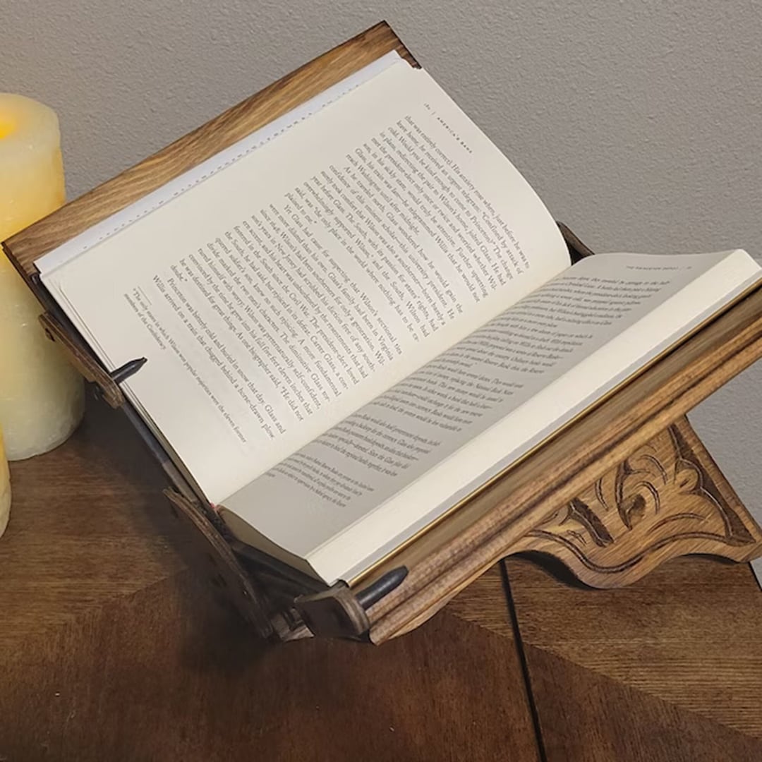 Wooden Large Book Display Stand, Book Stand Adjustable, Desktop Stand ...