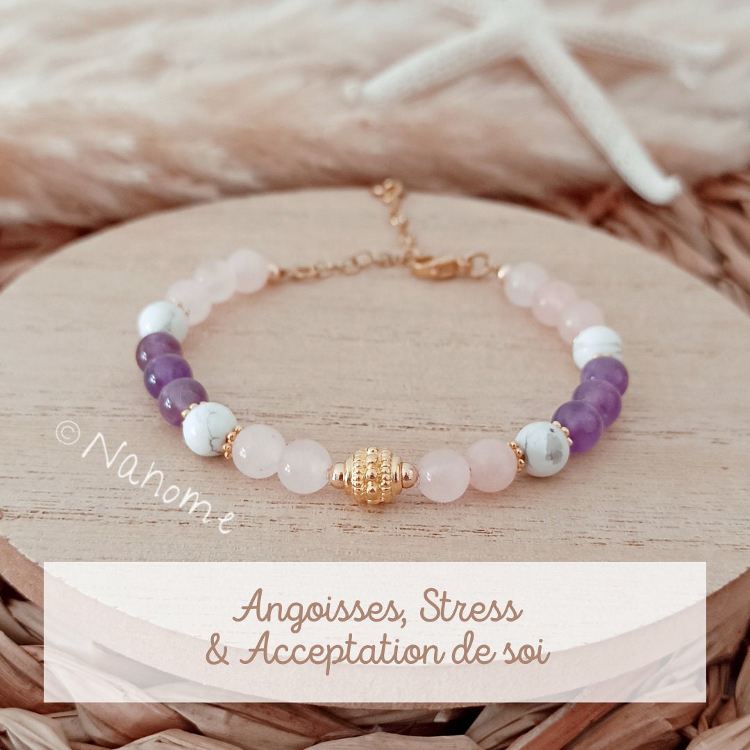 Stress Bracelet, Anxiety Bracelet, Rose Quartz Bracelet, Artisanal ...
