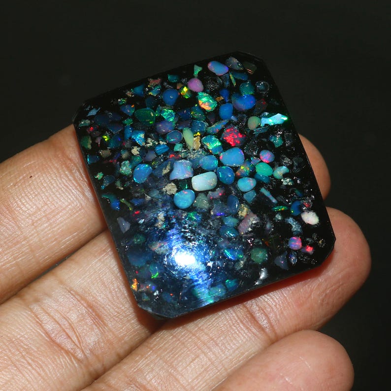 Natural Opal Doublet Square Gemstone – Loose Stone, Pendant Making (70 ...