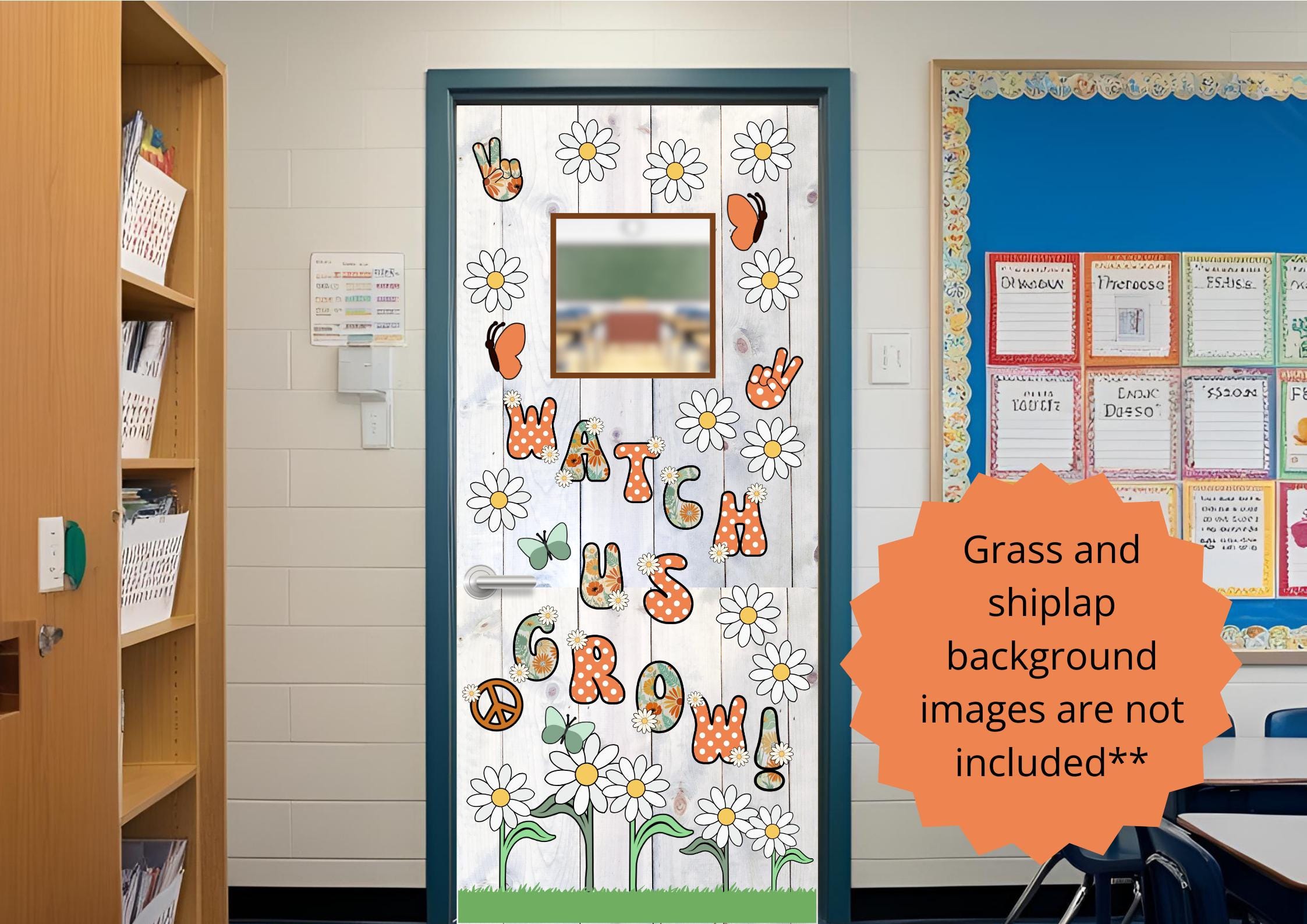 Watch Us Grow Classroom Bulletin Board Set | Boho Floral Design ...