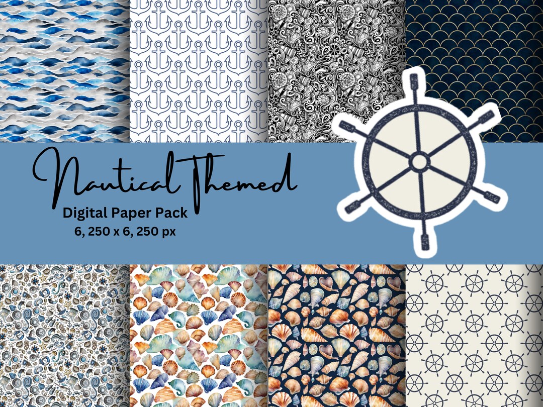 Nautical Themed Digital Paper Pack 8 Designs - Etsy