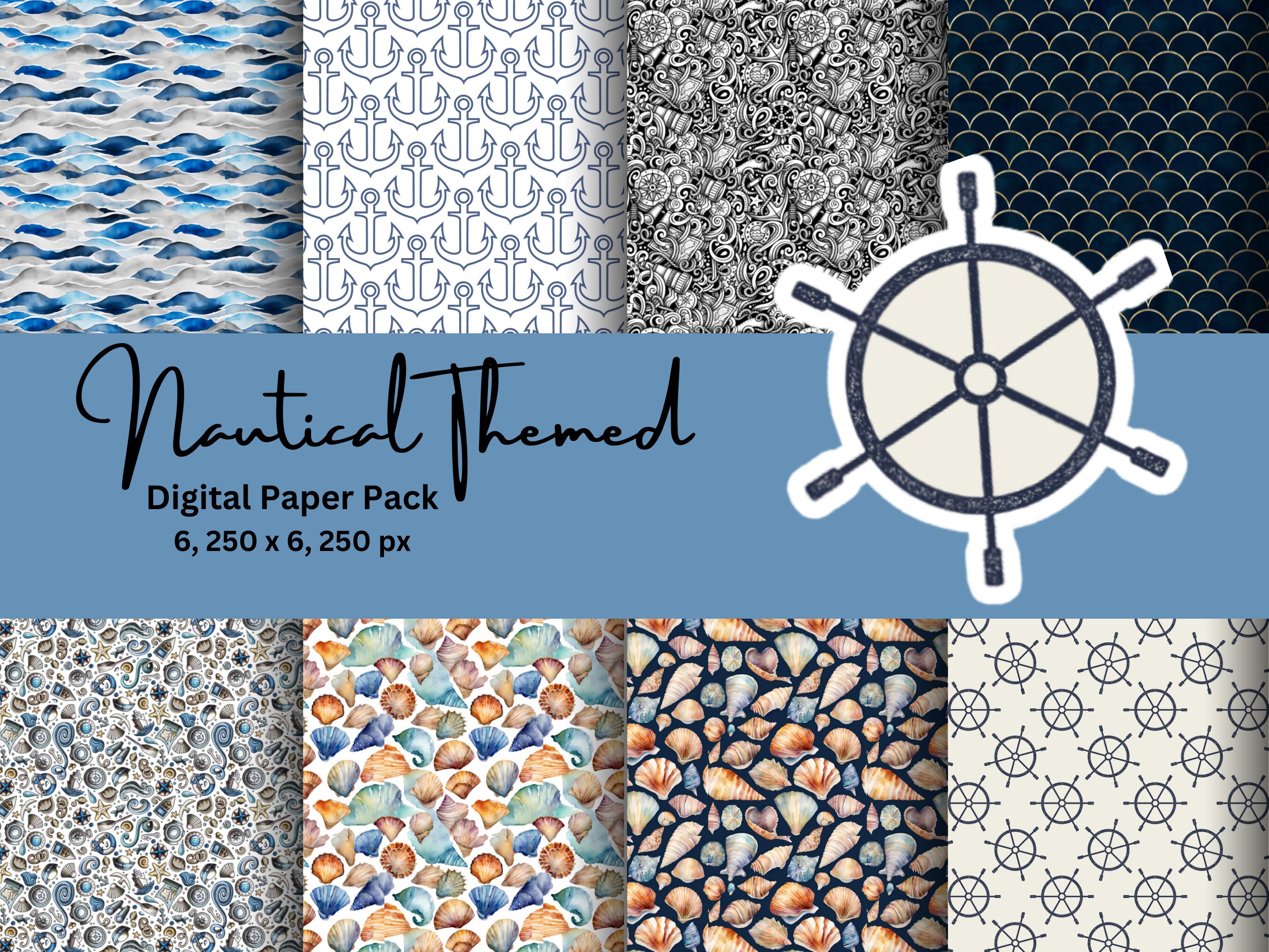 Nautical Themed Digital Paper Pack 8 Designs - Etsy