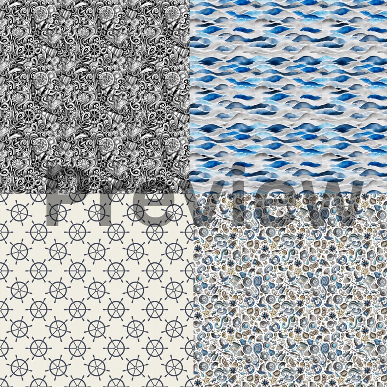 Nautical Themed Digital Paper Pack 8 Designs - Etsy