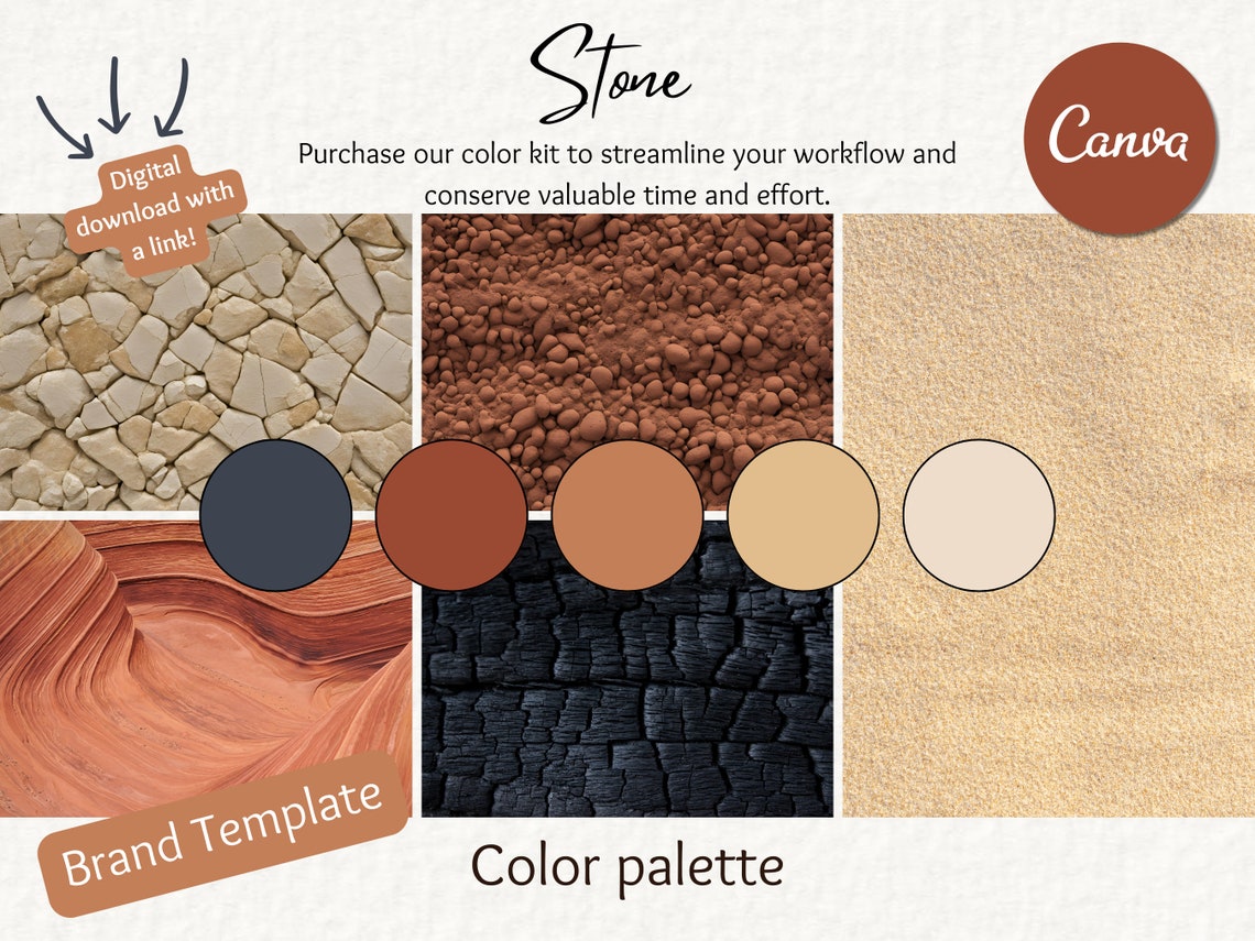 Rustic Stone Theme Branding Kit: Customizable Canva 5-color Palette Kit ...