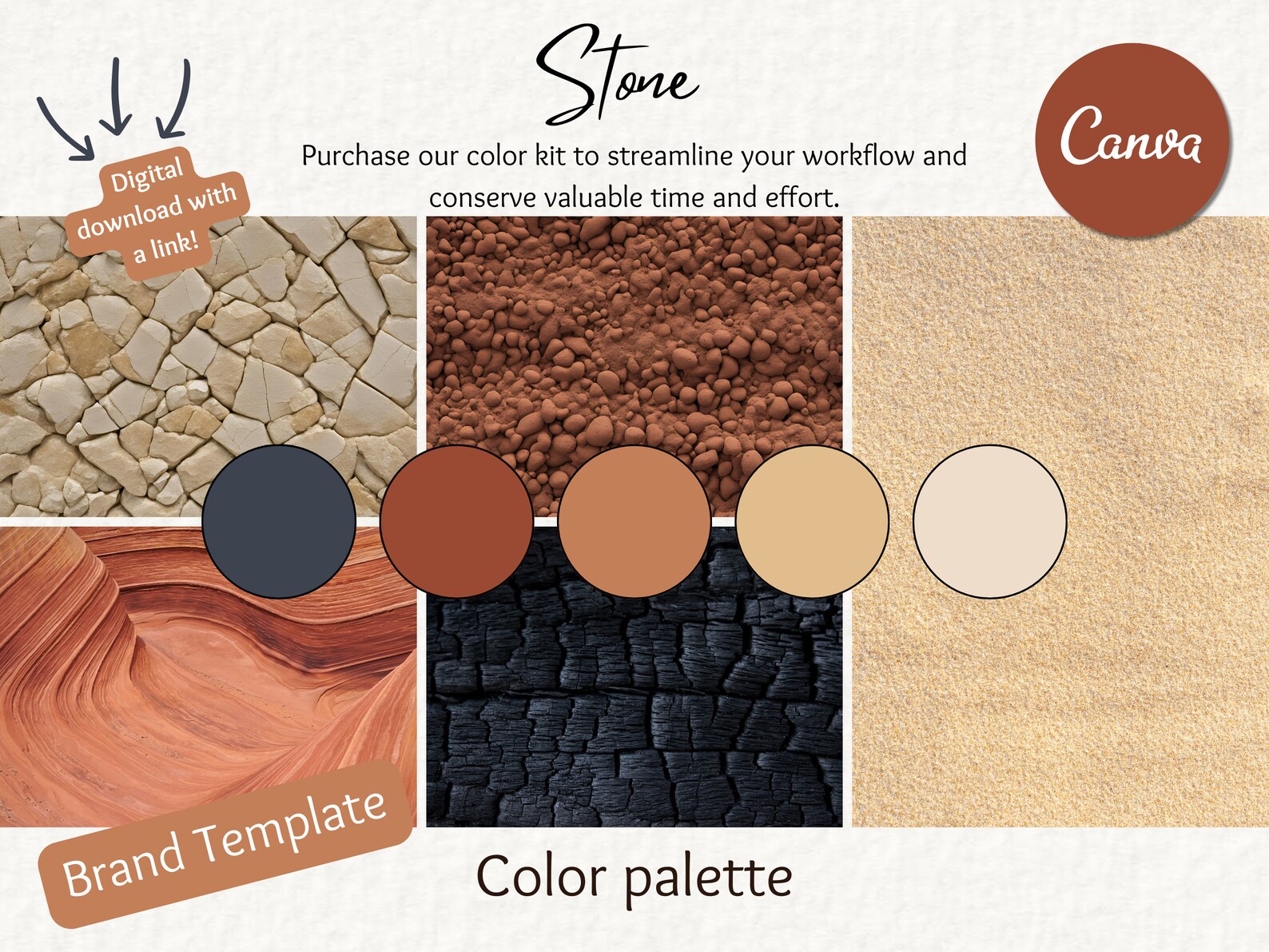 Rustic Stone Theme Branding Kit: Customizable Canva 5-color Palette Kit ...