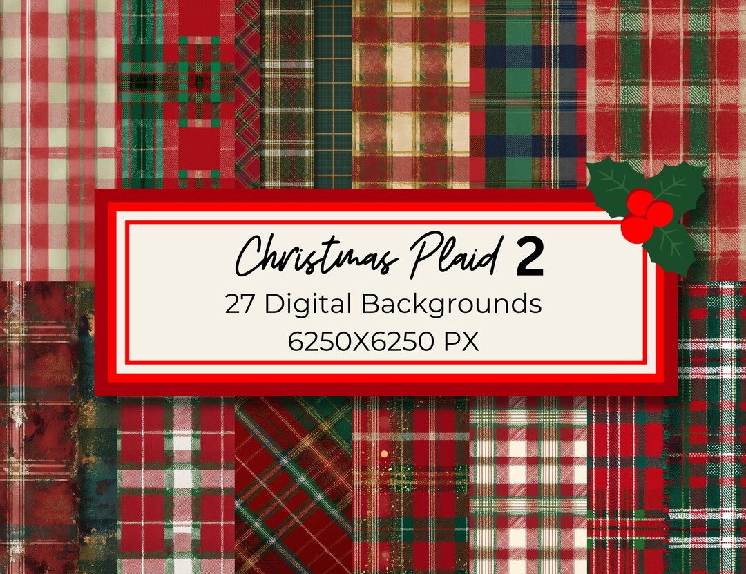 Christmas Buffalo Plaid Digital Paper Pack Holiday Tartan Patterns High ...