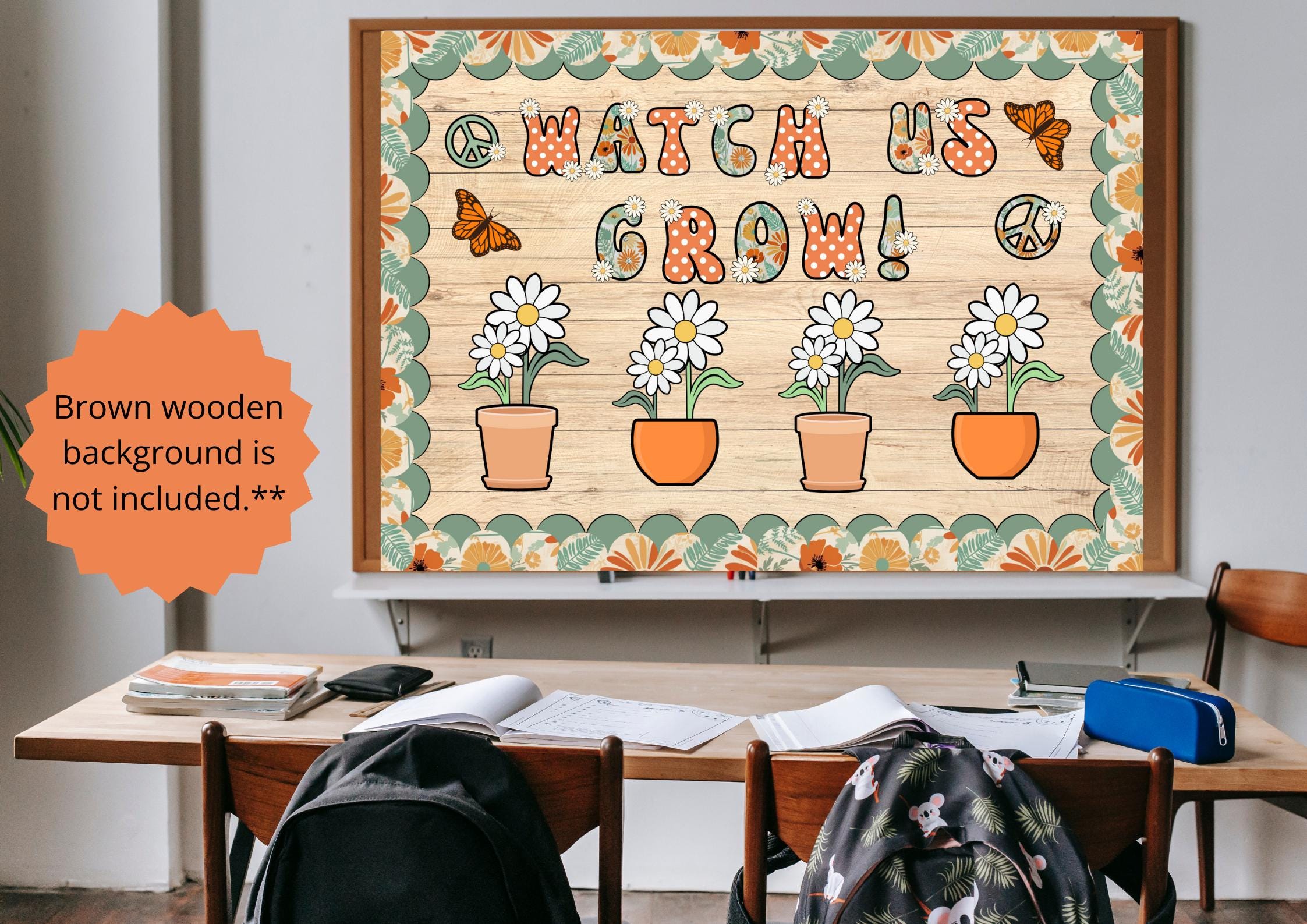 Watch Us Grow Classroom Bulletin Board Set | Boho Floral Design ...