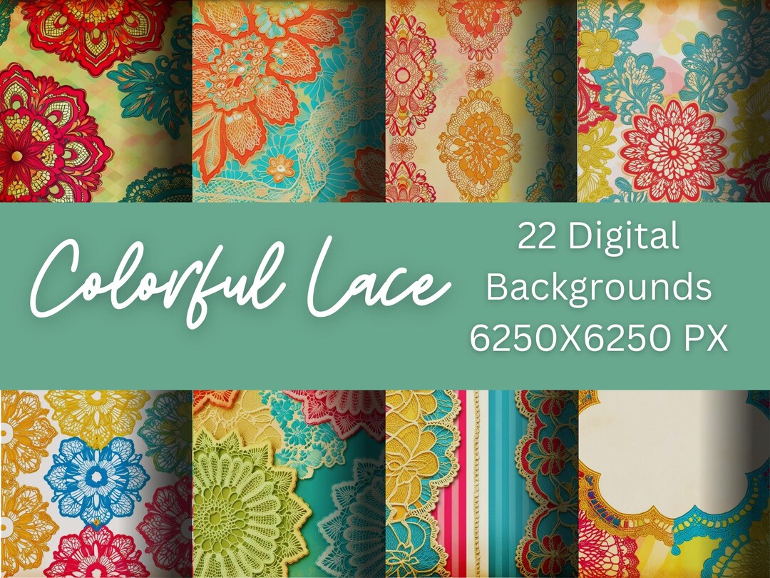 Colorful Vintage Lace Digital Backgrounds— 22 Designs - Etsy