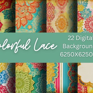 Colorful Vintage Lace Digital Backgrounds— 22 Designs - Etsy