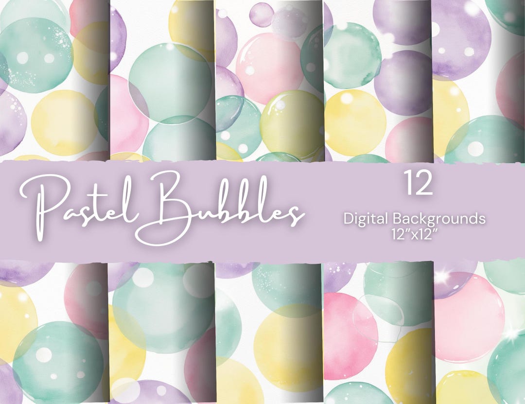 Pastel Bubbles Digital Paper Pack - 12 High Resolution Bubble Patterns ...