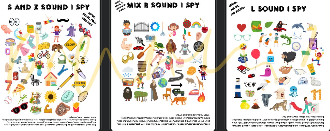 Speech Therapy I Spy - Etsy