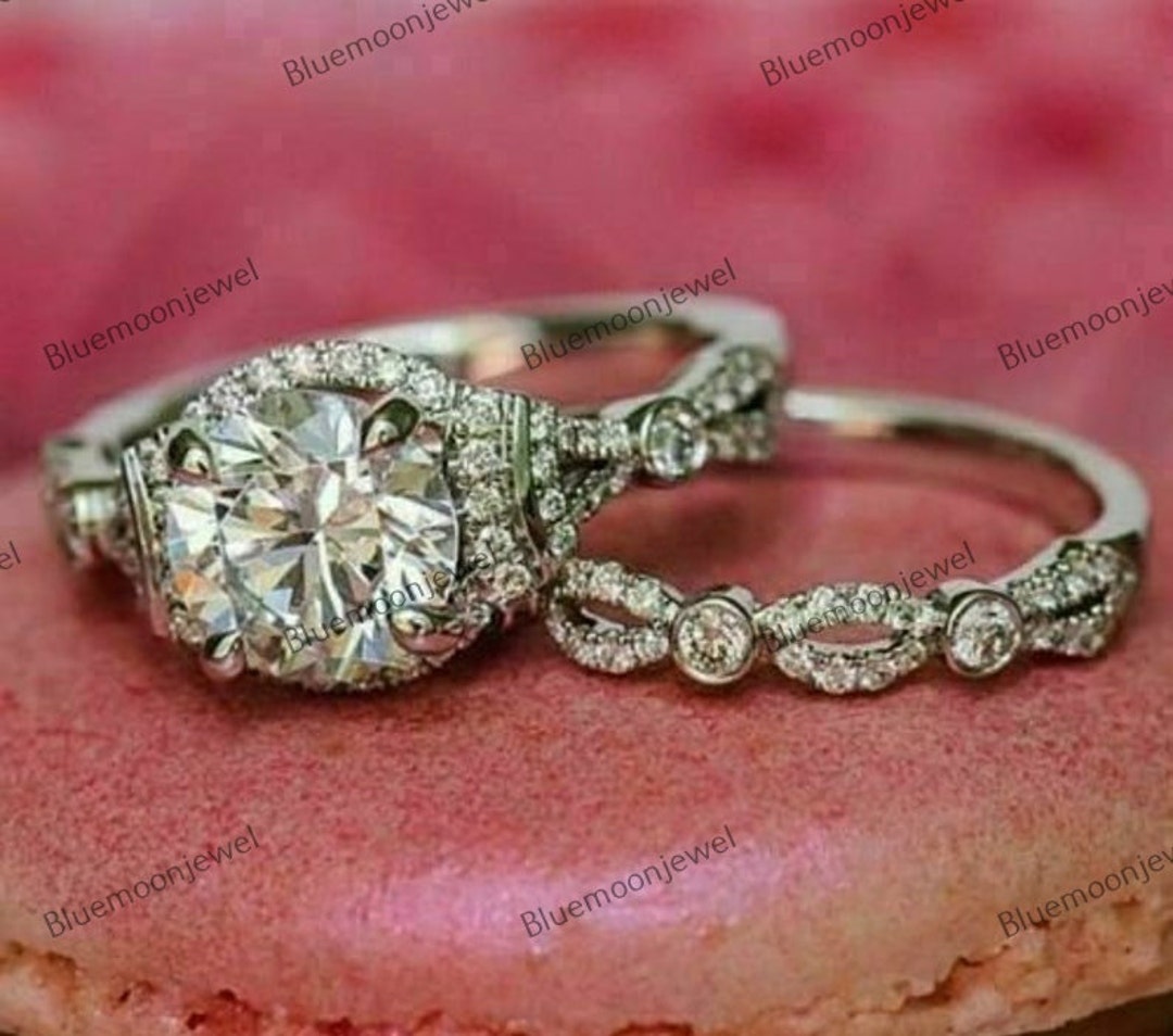 Split Shank Ring Bezel Set Ring Ring Set 2.00 CT Round - Etsy