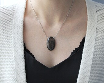 Fire Obsidian Necklace - Etsy