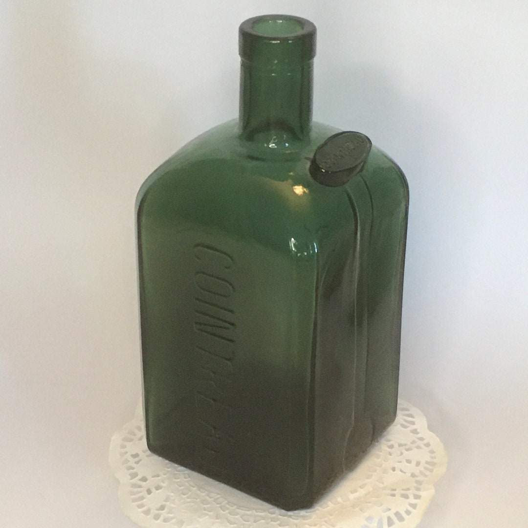 Vintage Cointreau Liqueur Dark Emerald Green Glass Liquor Bottle ...