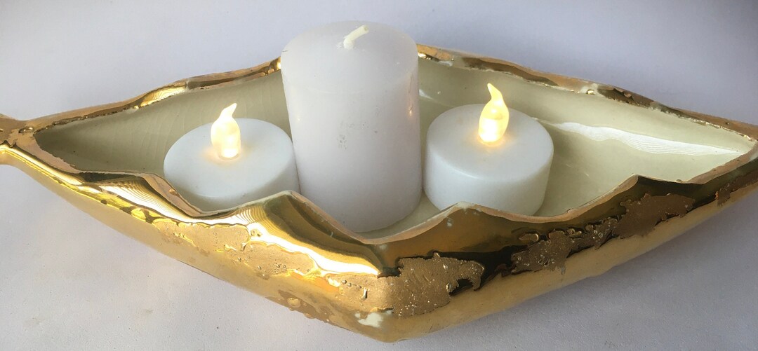 Vintage Weeping Gold Candy Wrapper Candy Nut Dish Floral Design Candle ...