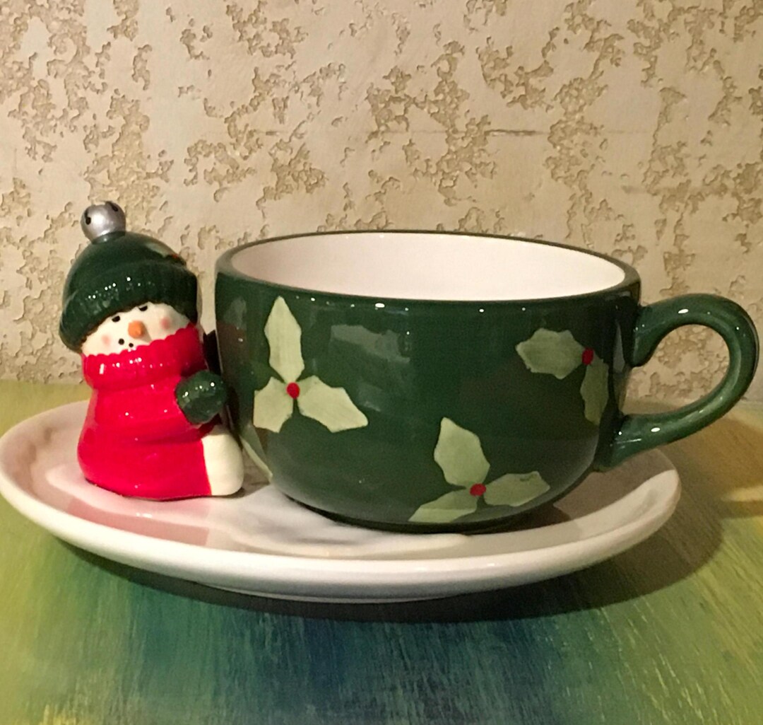 Hallmark Christmas Cookies for Santa Snowman Mug Soup Bowl & Saucer ...
