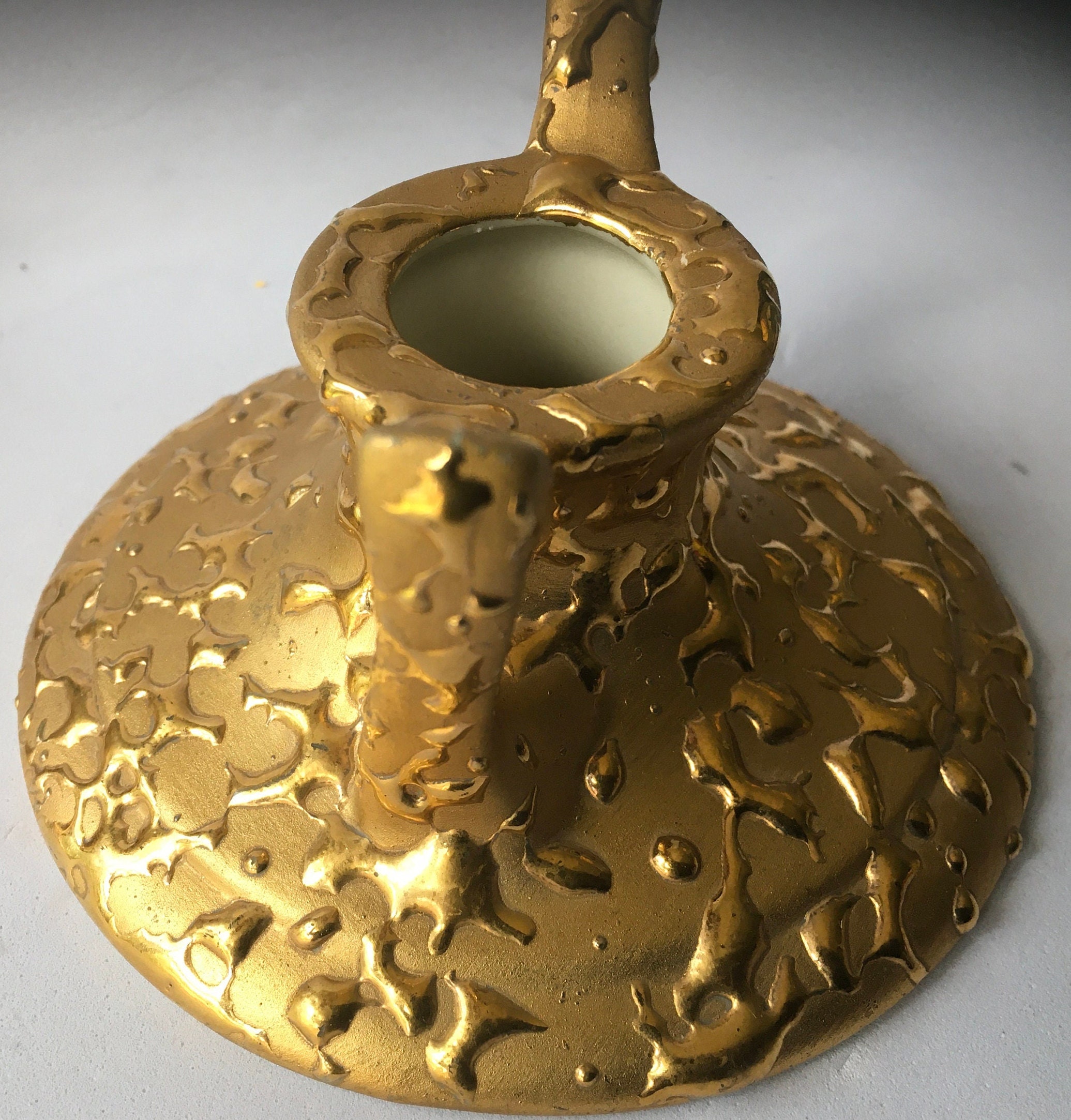 Pair Porcelain Weeping Gold 22 K Hand Decorated Weeping Bright Gold USA ...