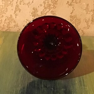 Beautiful Deep Ruby Red Glass Desert Dish Bowl With Clear Pedestal Base ...