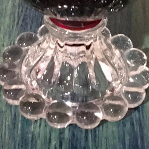 Beautiful Deep Ruby Red Glass Desert Dish Bowl With Clear Pedestal Base ...