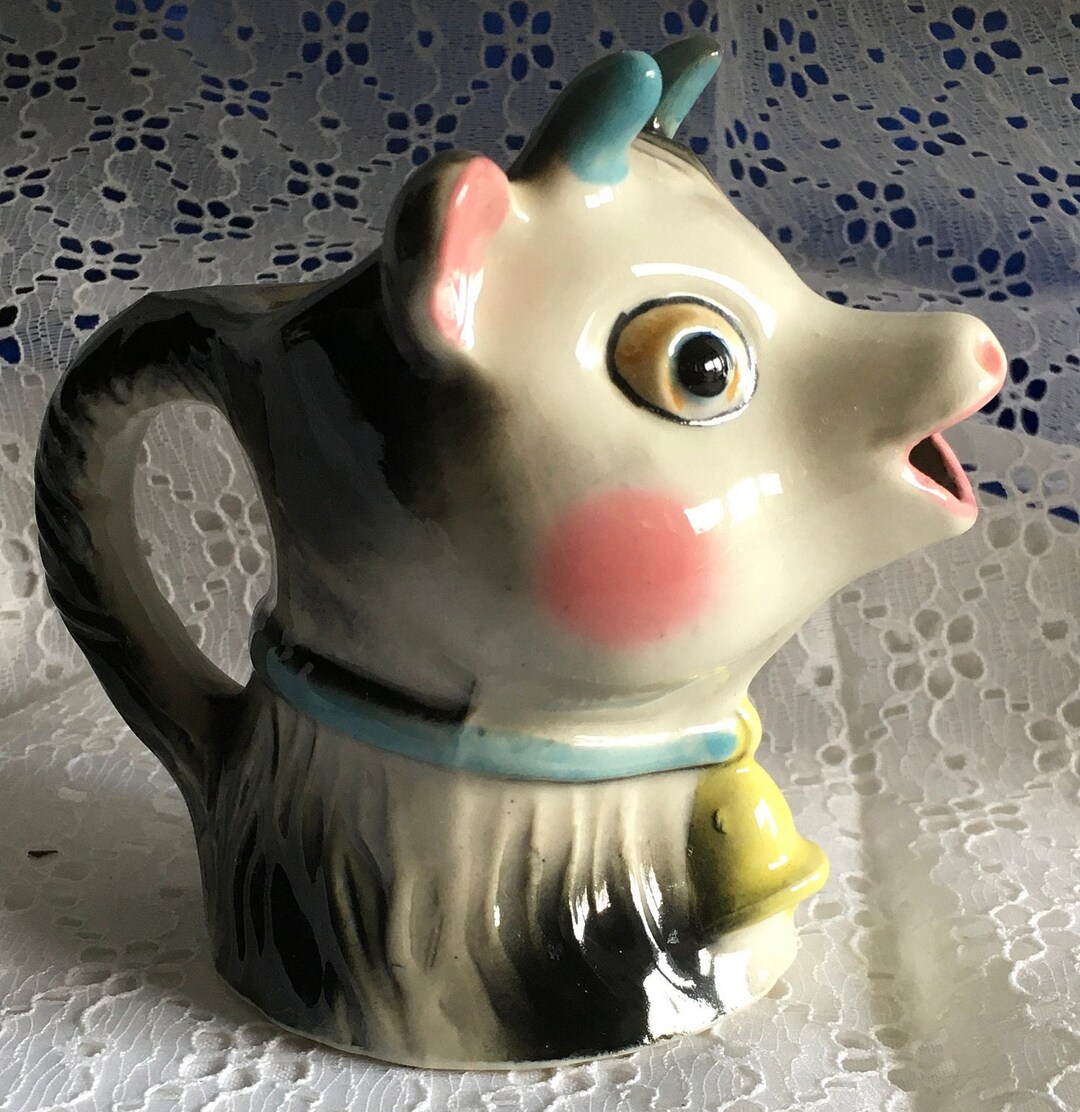 Adorable Black and White Cow Head Creamer With Sweet Face - Etsy