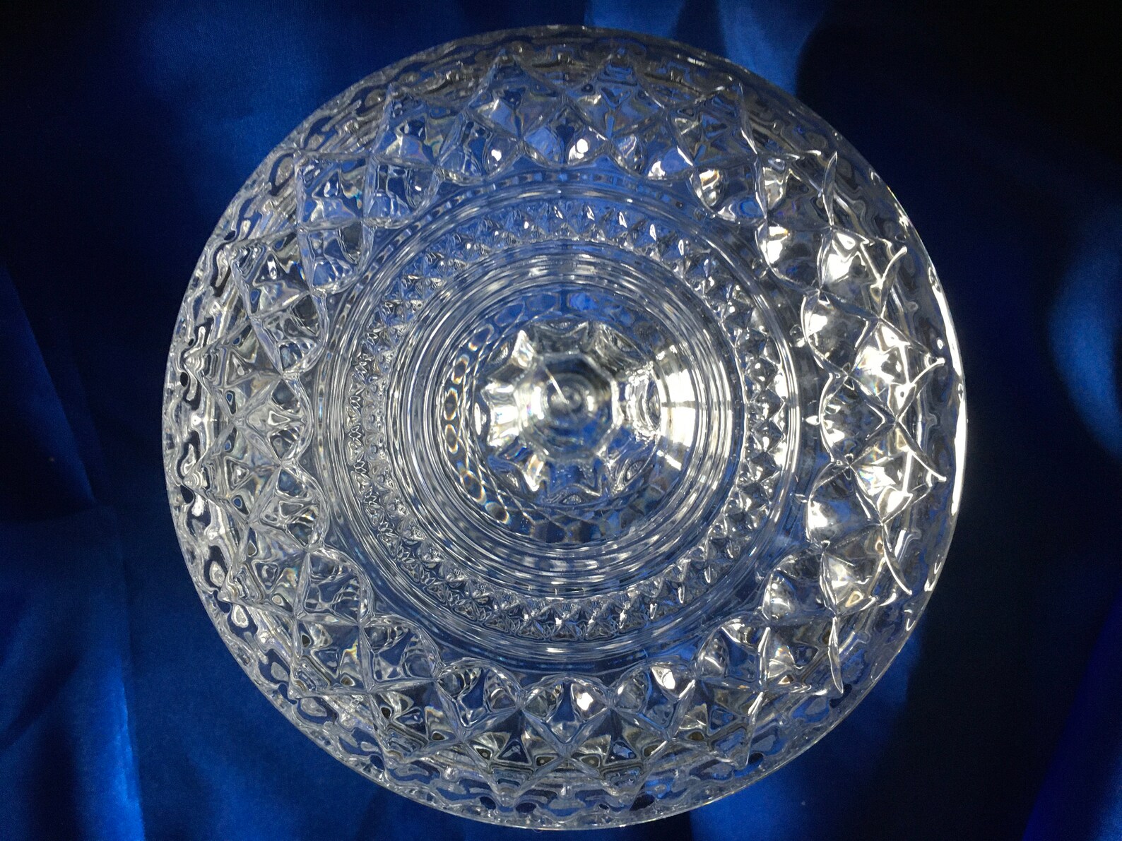 Vintage Wexford Crystal Footed Candy Dish W/lid Anchor Hocking Diamond ...