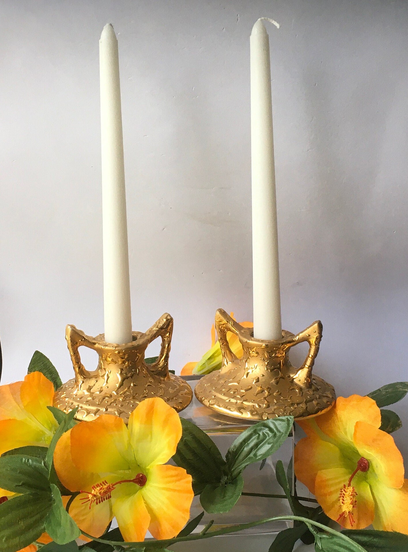 Pair Porcelain Weeping Gold 22 K Hand Decorated Weeping Bright Gold USA ...