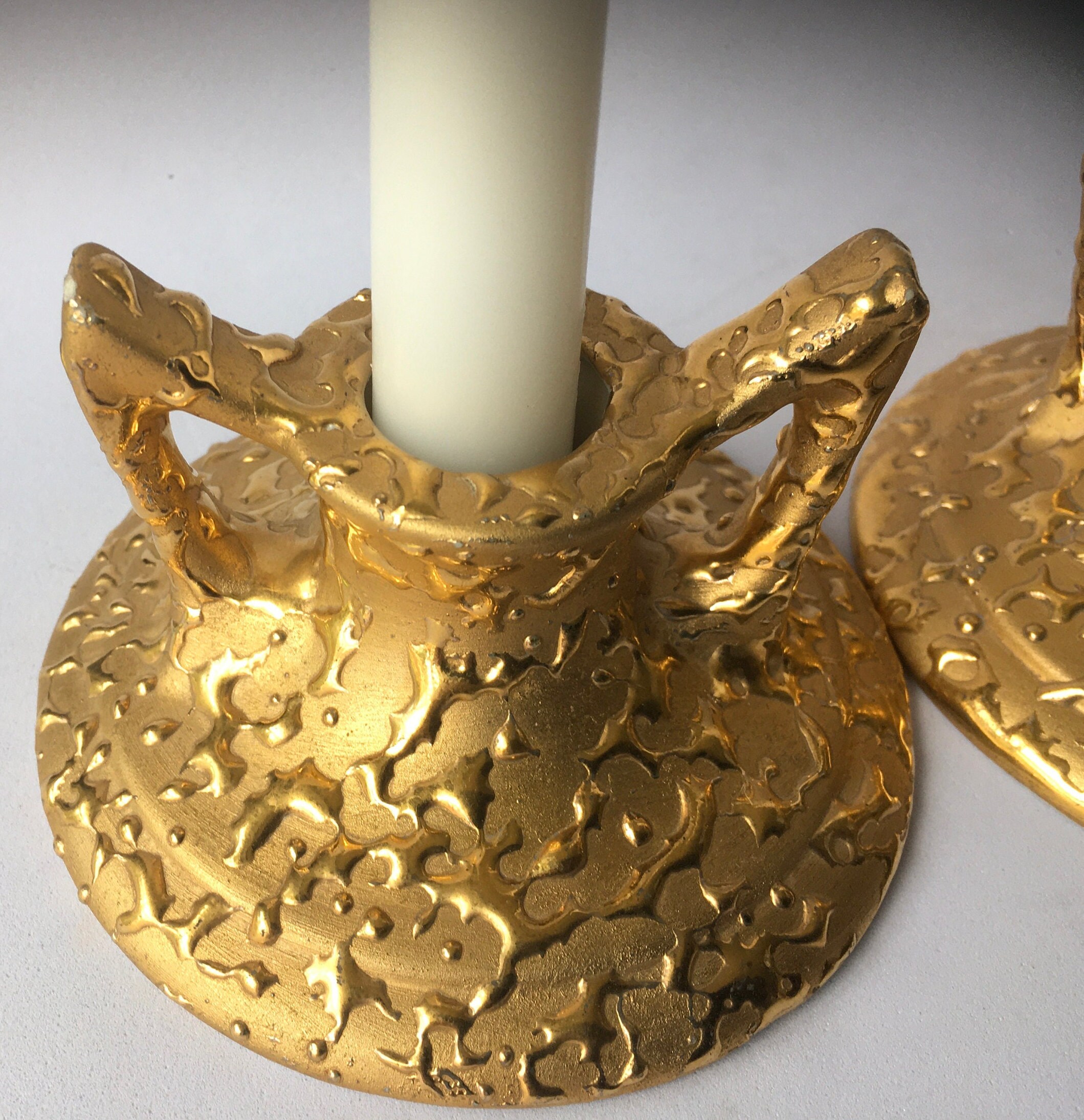 Pair Porcelain Weeping Gold 22 K Hand Decorated Weeping Bright Gold USA ...