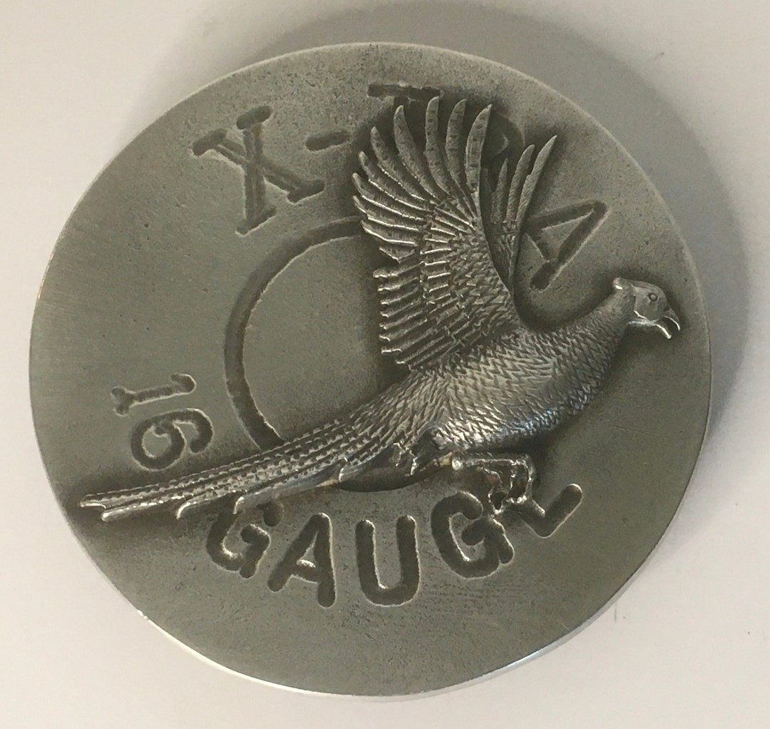 Vintage Pilgrim Pewter 16 Gauge Shotgun Shell XTRA Pewter Belt Buckle ...