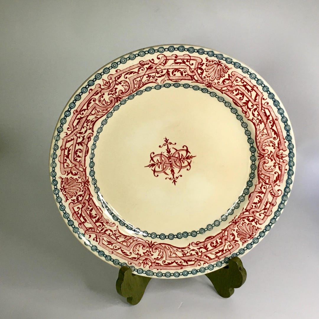 Antique 1800s Buveurs Pattern Plate French Jules Vieillard Bordeaux ...