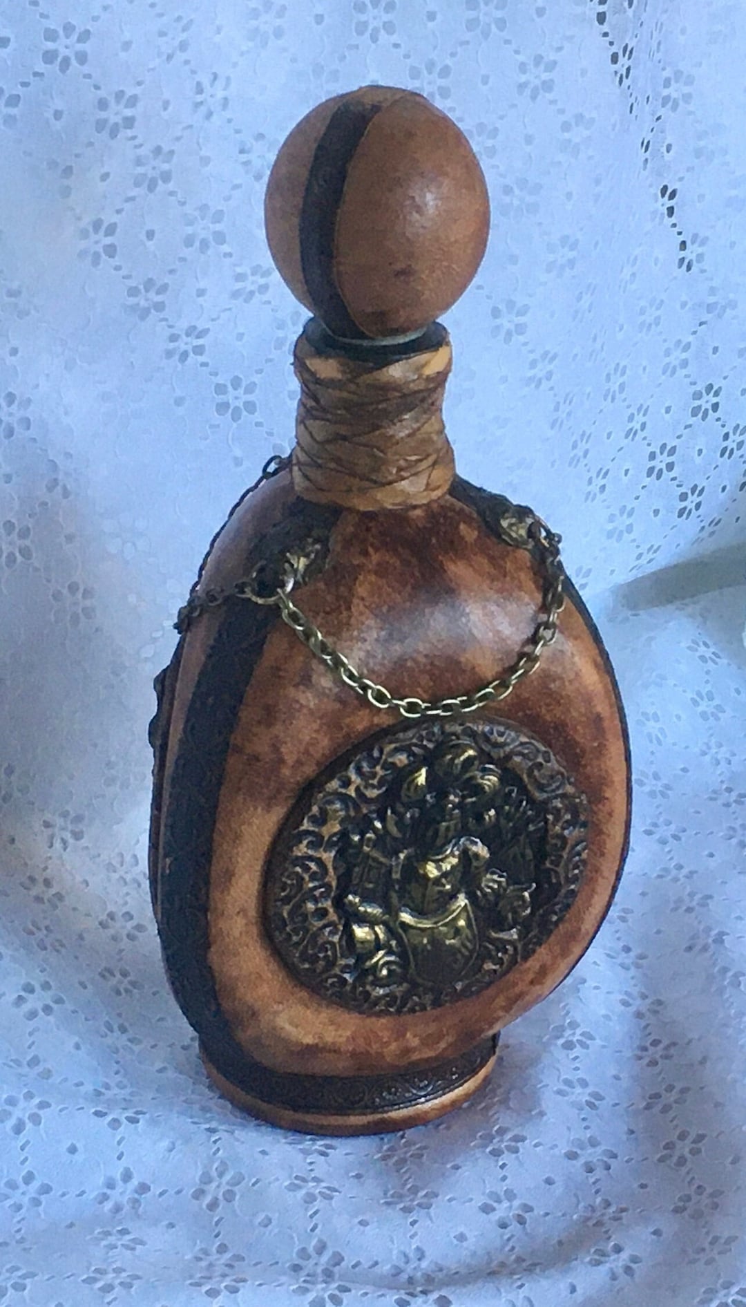 Italian Leather Wrapped 3-sided Decanter With Cork Knight in Armor ...