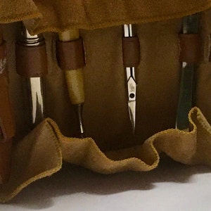 Vintage Griffon Manicure Set in Original Box Brown Rollup Brown Leather ...